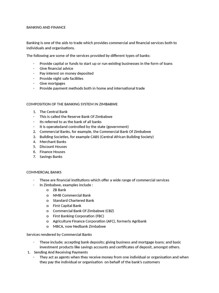 BANKING AND FINANCE - FORM TWO (2) | PDF | Cheque | Transaction Account