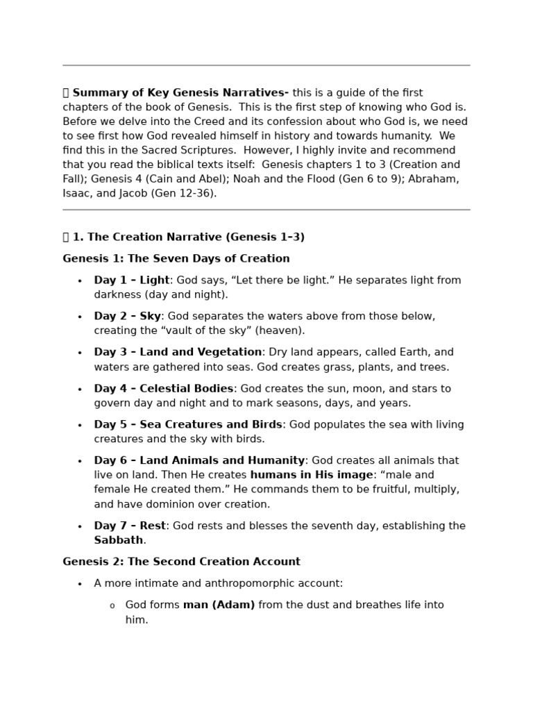 Creation to Patriarchs | PDF | Jacob | Isaac