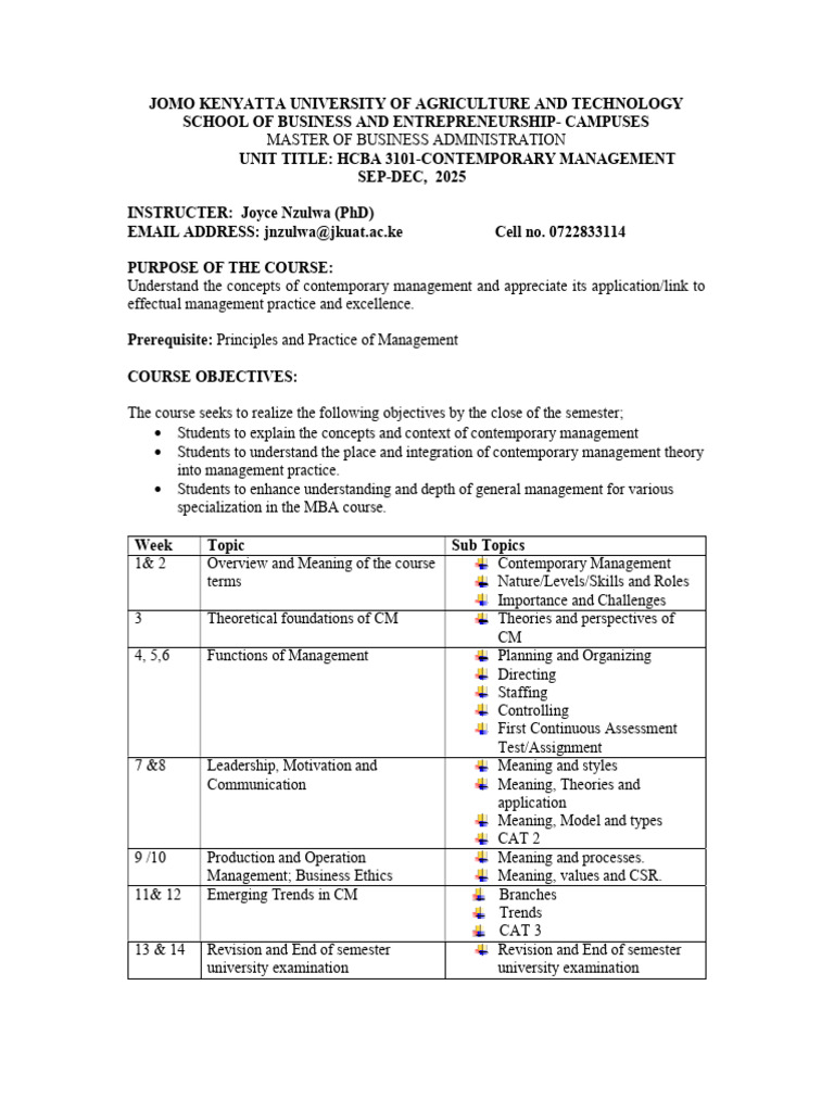 HCBA 3101 Course Outline | PDF | Master Of Business Administration