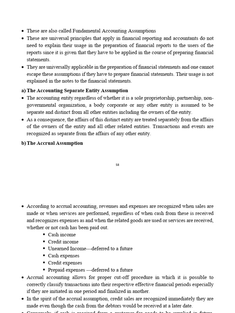 Basic Accounting Assumptions | PDF | Debits And Credits | International ...