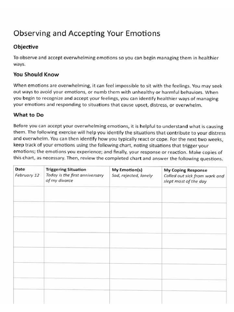 Emotional Regulation Exercises | PDF