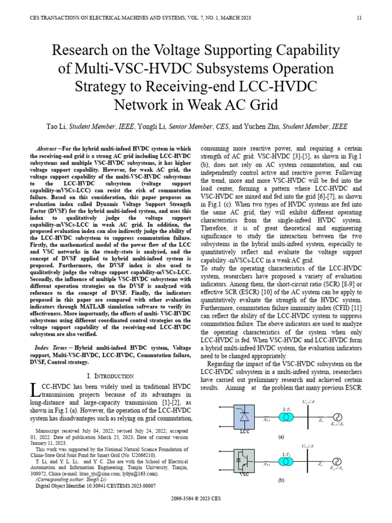 Research on the Voltage Supporting Capability of Multi-VSC-HVDC ...