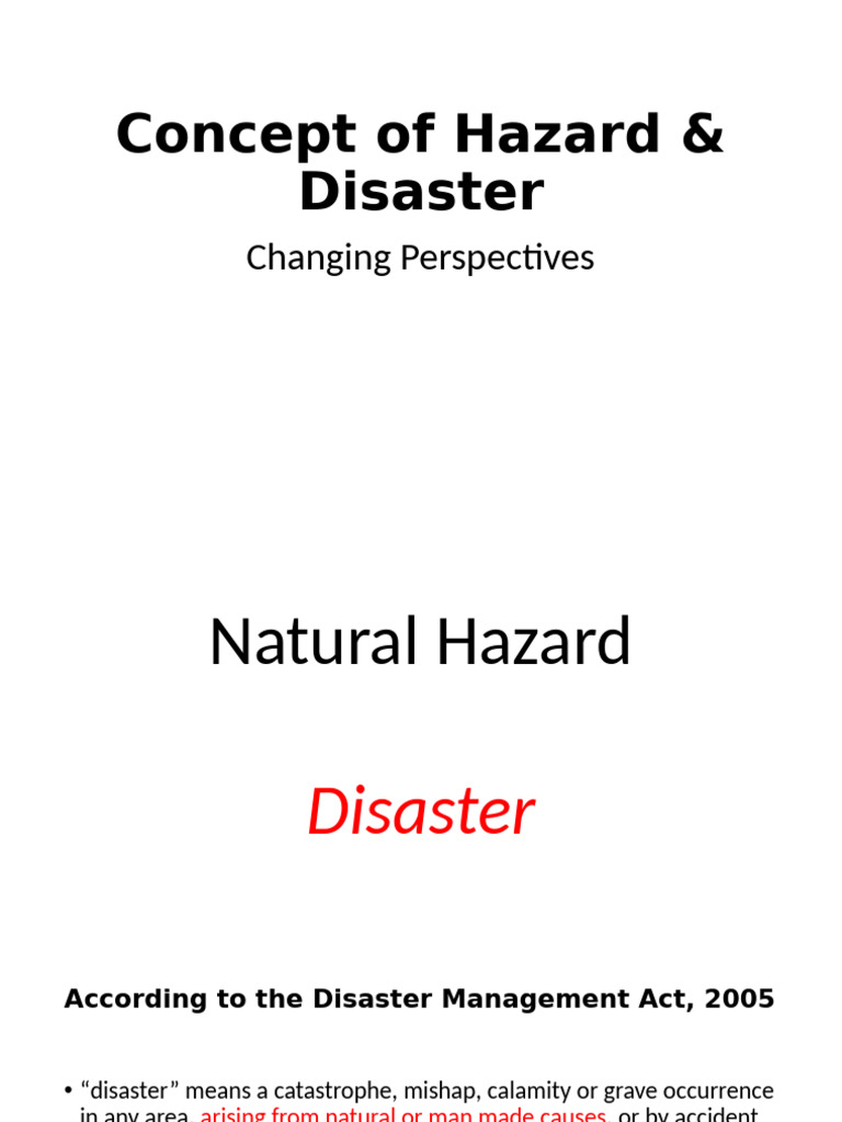 Concept of Hazard & Disaster | PDF