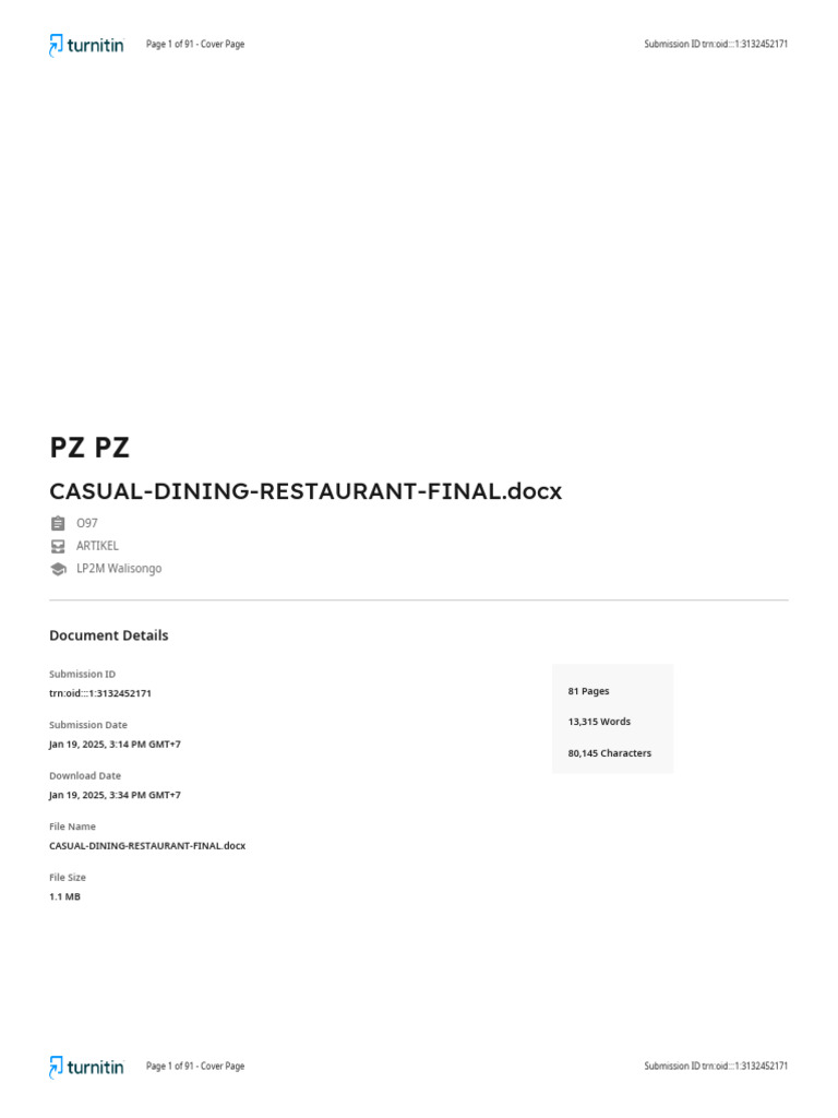 CASUAL-DINING-RESTAURANT-FINAL | PDF | Citation | Quotation Mark