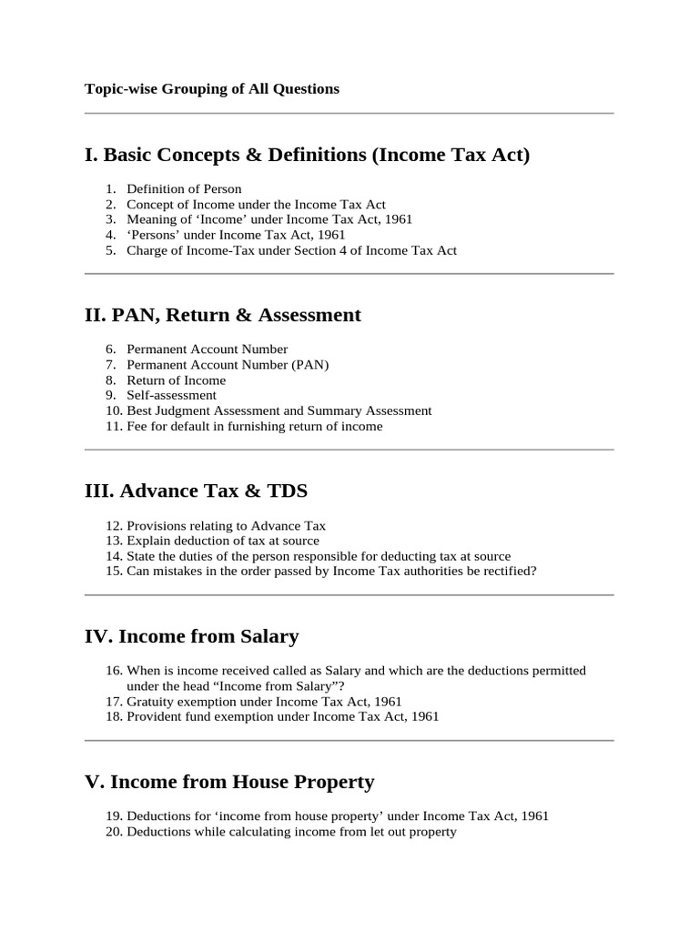 Comprehensive Income Tax Question Guide | PDF
