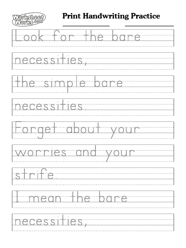 Print Handwriting Practice Worksheets | PDF