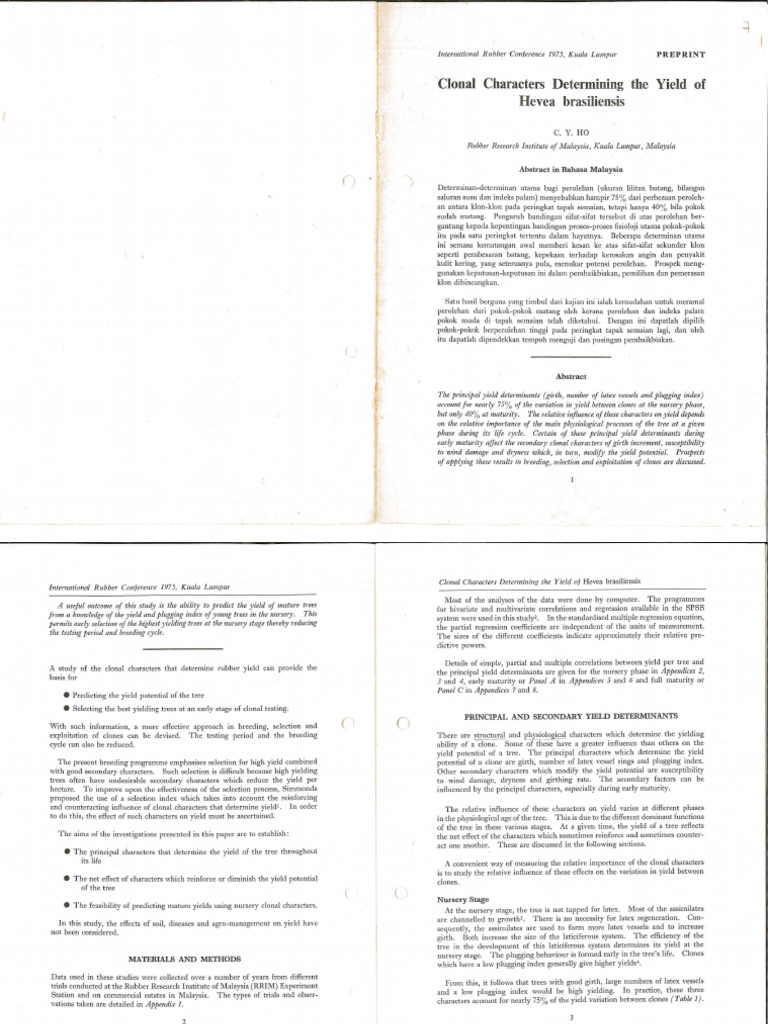 Ho 1975 Clonal Characters | PDF