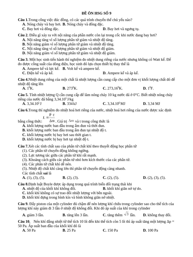 ĐÈ ÔN HSG SỐ 9 | PDF
