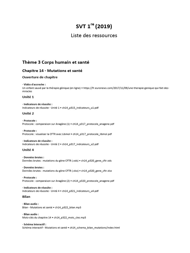 Ressources SVT 1re : Mutations et santé | PDF | Système immunitaire ...