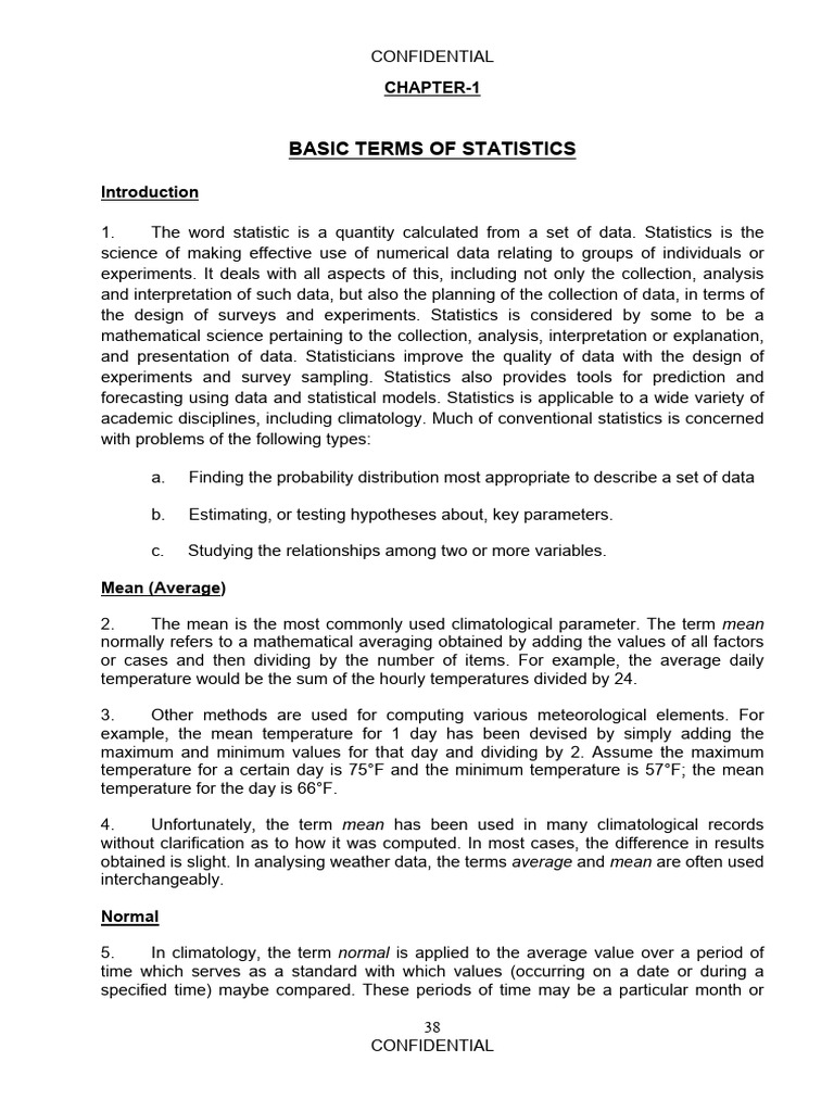 Basic Statistical Terms in Climatology | PDF | Probability Distribution ...
