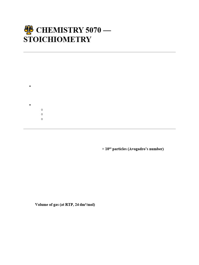Stoichiometry Basics and Calculations Guide | PDF | Mole (Unit ...