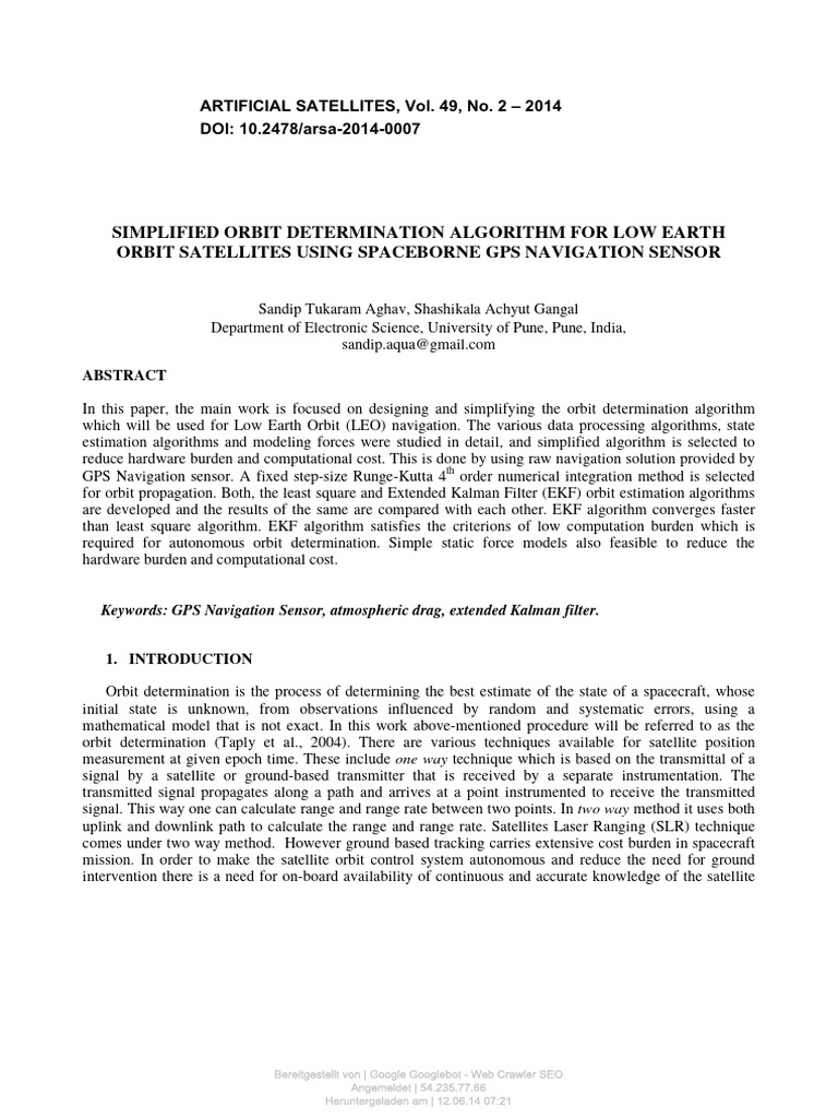 Simplified LEO Orbit Determination Algorithm | PDF | Orbit | Global ...