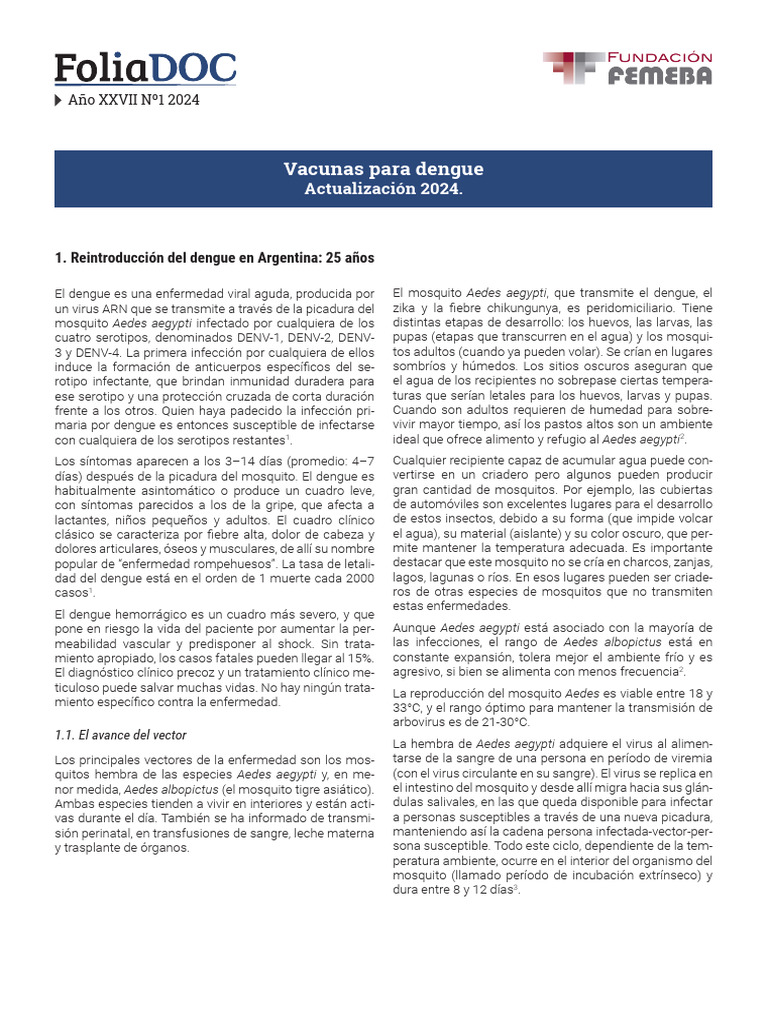 2024 FoliaDOC XXVII nº 1 Vacunas para dengue | PDF | Microbiología ...