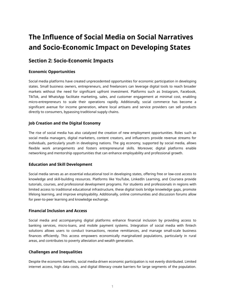 Social Media's Economic Impact in Developing States | PDF | Social ...