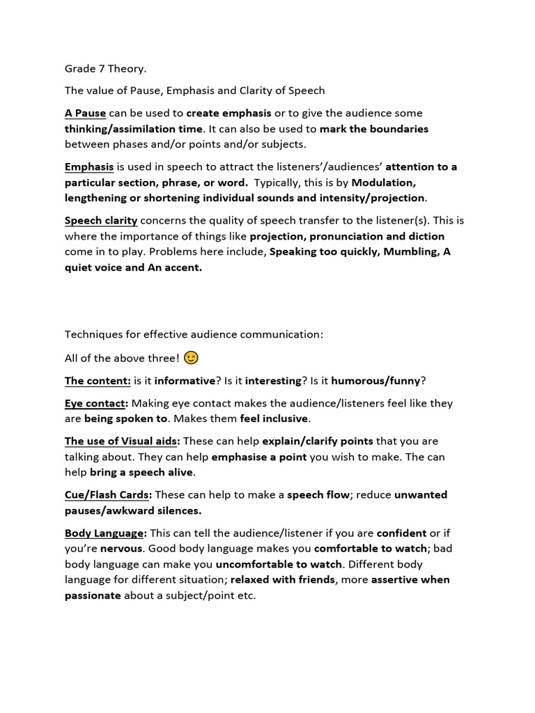 Effective Speech Techniques for Grade 7 | PDF