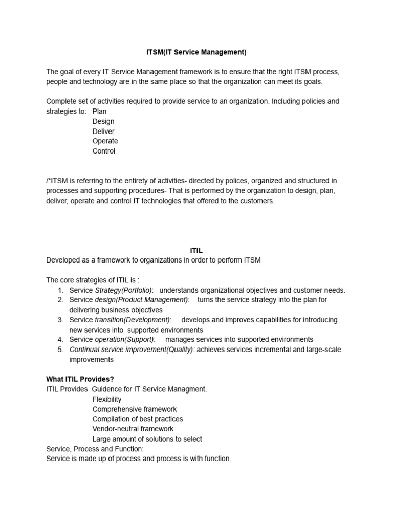 ITSM Framework and ITIL Overview | PDF | Risk | It Service Management