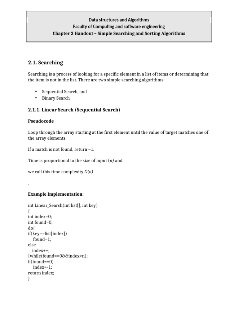 Chapter 2 Simple Searching and Sorting Algorithms | PDF | Computer ...
