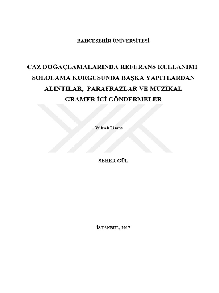 Caz Doğaçlamalarinda Referans Kullanimi Sololama Kurgusunda Başka ...