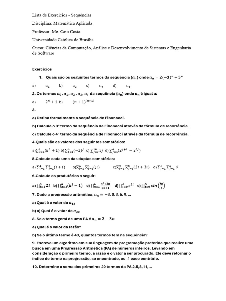 lista_seq (1) | PDF | Sequência | Matemática