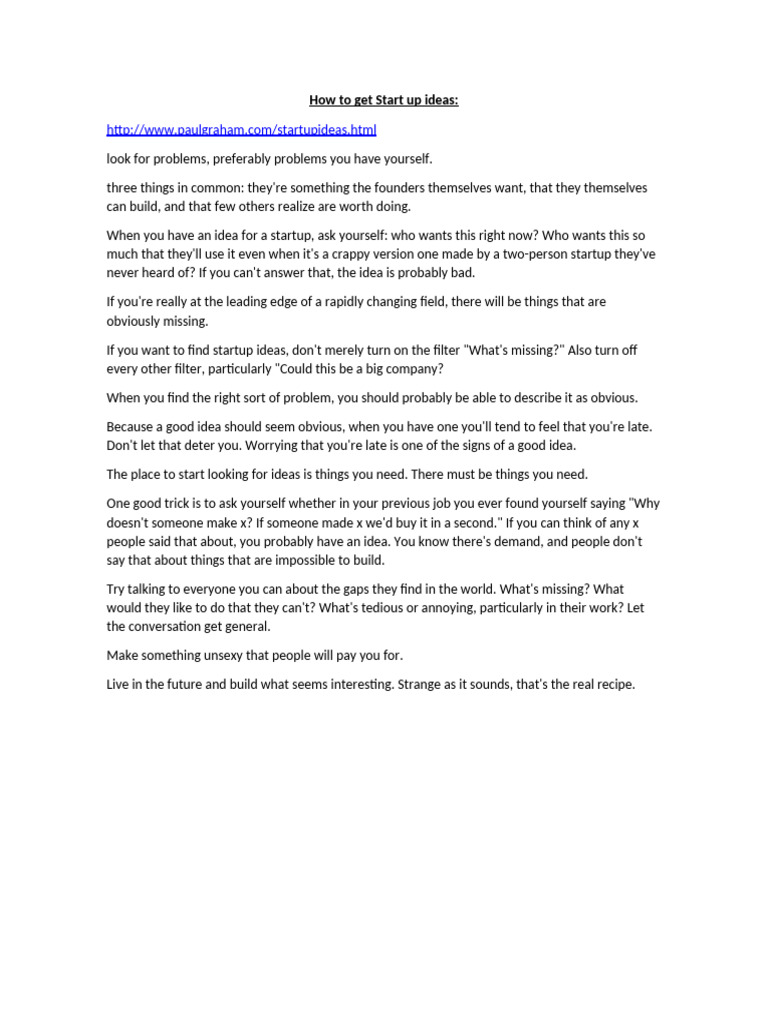 How to Get Start Up Ideas | PDF