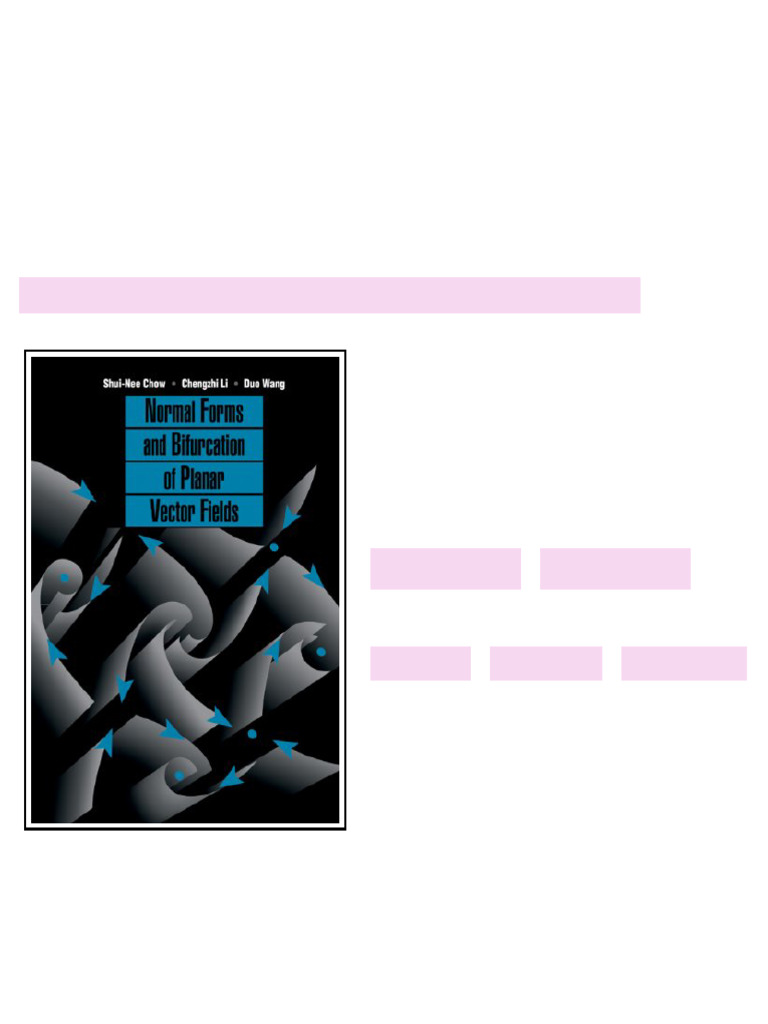 Normal Forms and Bifurcation of Planar Vector Fields 1st Edition Shui ...