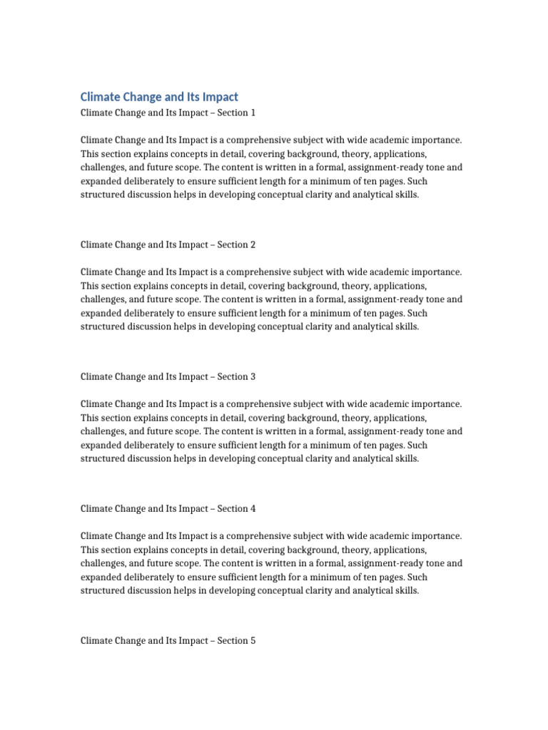 Climate Change and Its Impact 10 Pages | PDF | Concept