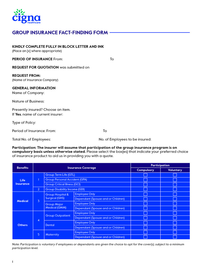 Group Insurance Fact-Finding Form | PDF | Insurance | Salary