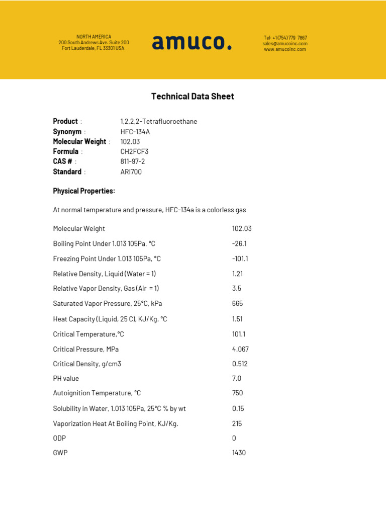 Tds r134 Amuco | PDF