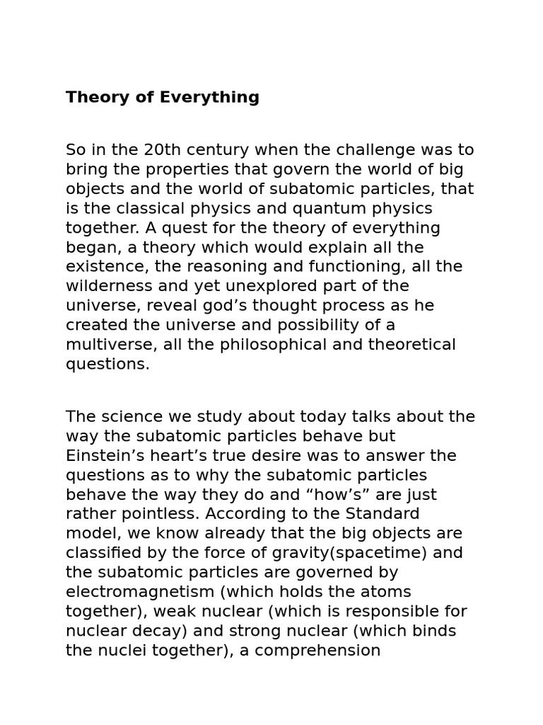 Theory of Everything | PDF | Theory Of Everything | String Theory