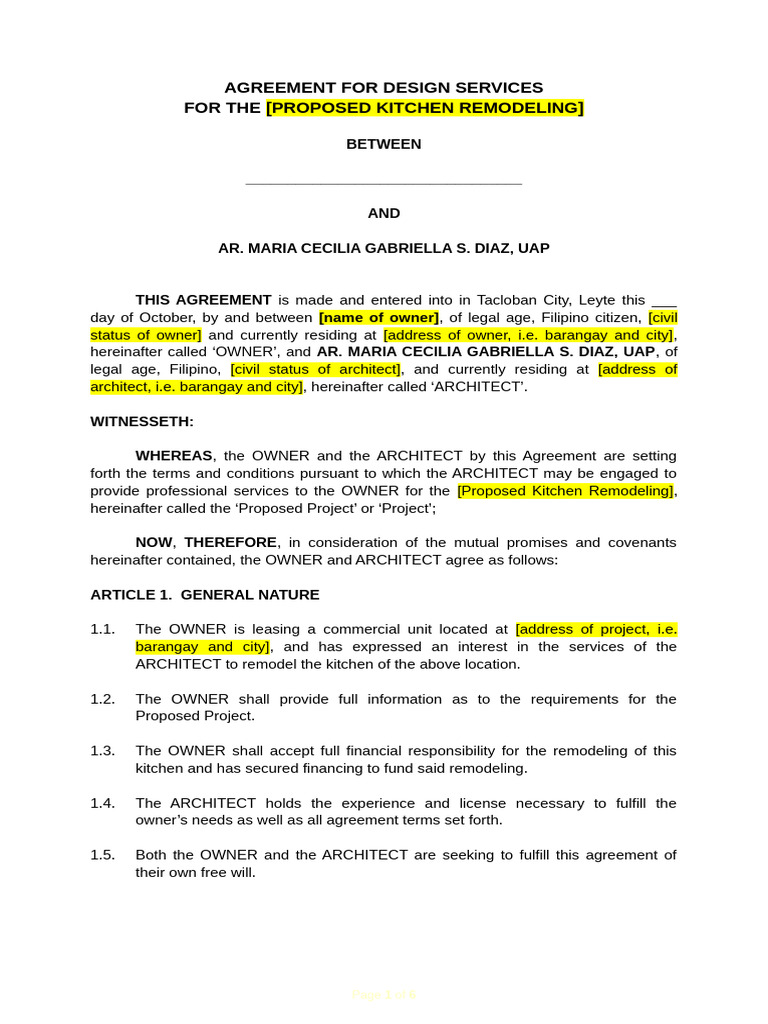 2023 Sample Contract | PDF | Architect | Specification (Technical Standard)