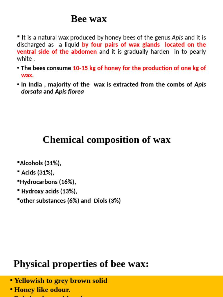Bee Products: Wax, Propolis, Royal Jelly | PDF | Wax | Pollen