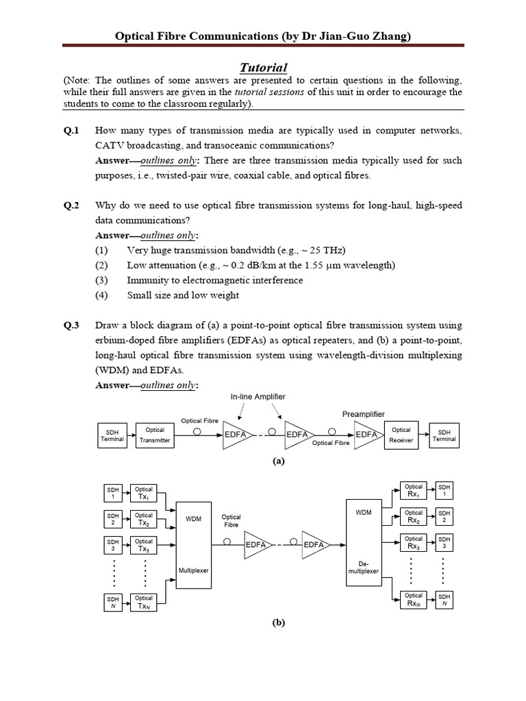 OFUWBSTutorial2 Sheets Part Optical FibreCommunications (1) | PDF ...