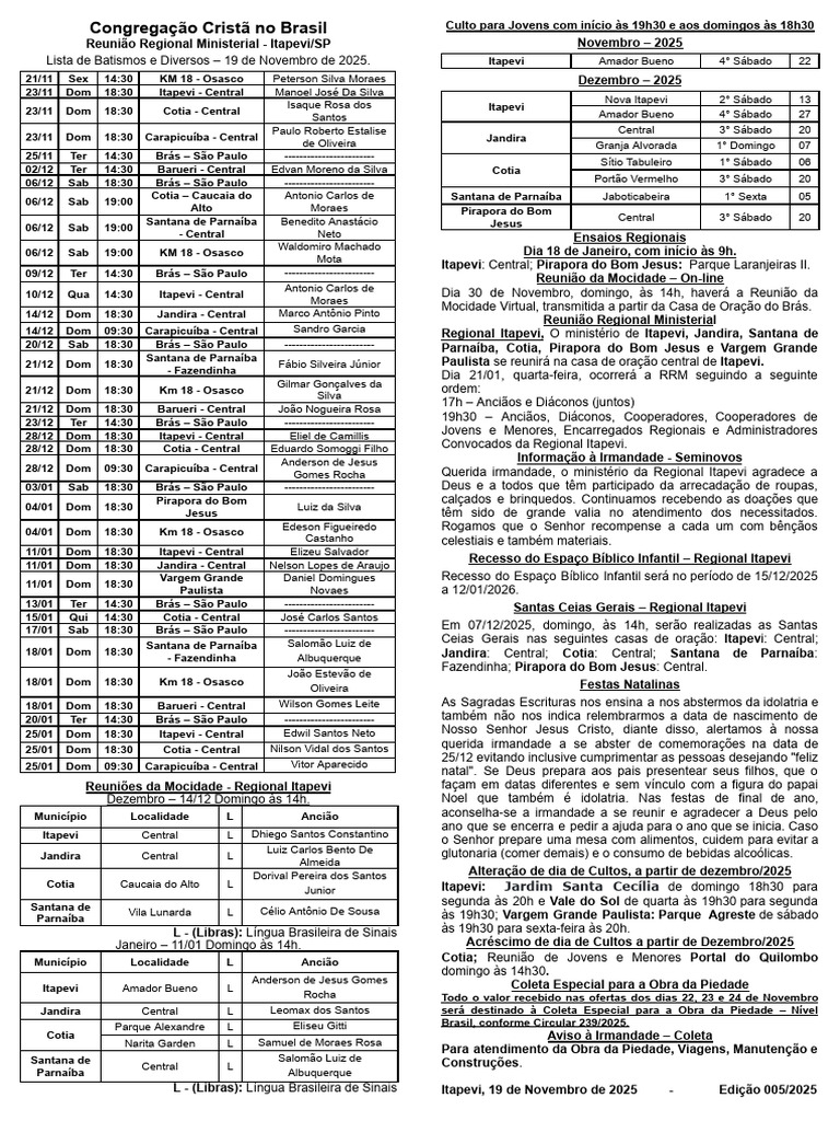Lista Batismo 11-2025 | PDF