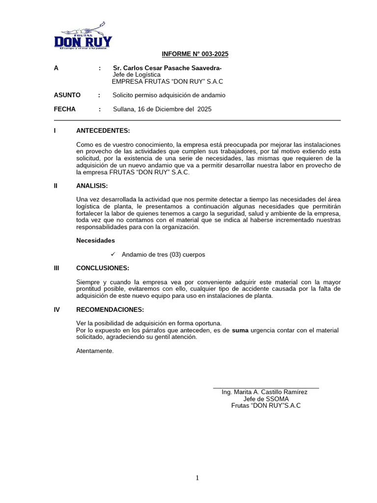 Requerimiento de Andamio | PDF