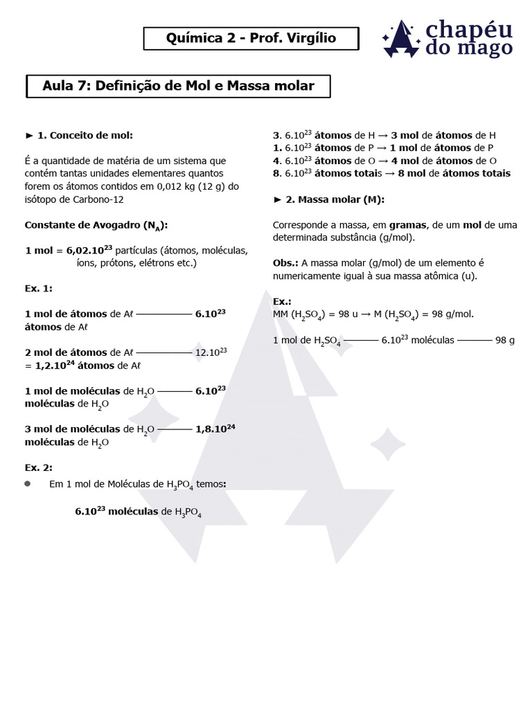 Aula 7_ Definição de Mol e Massa Molar.pptx.PDF | PDF