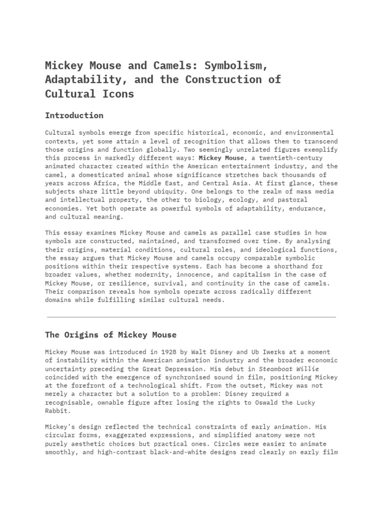 Mickey Mouse and Camels: Cultural Symbols | PDF | Ecology | Camel