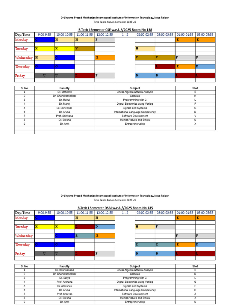 TimeTable Autumn 2025.Xlsx | PDF | Applied Mathematics | Computing