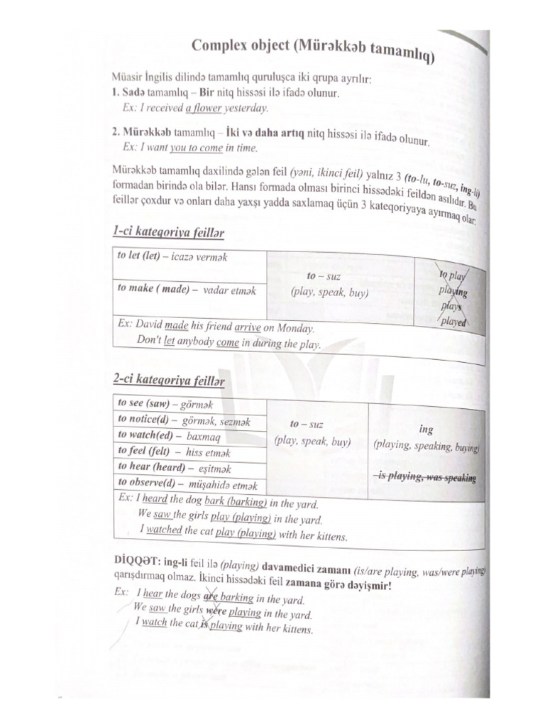 Complex Object (Mürəkkəb Tamamlıq) | PDF