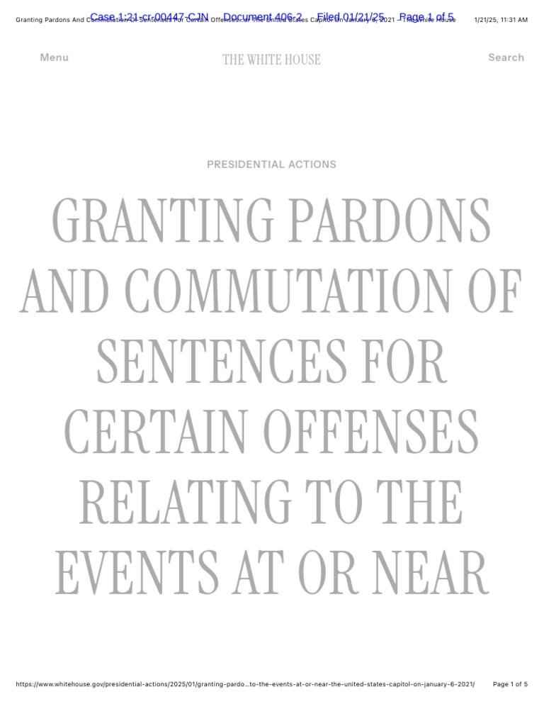 Granting Pardons and Commutation of Sentences For Certain Offenses ...