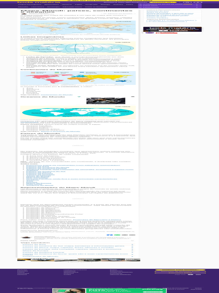 Mapa-Múndi países, continentes e oceanos - Toda… | PDF | Continente ...