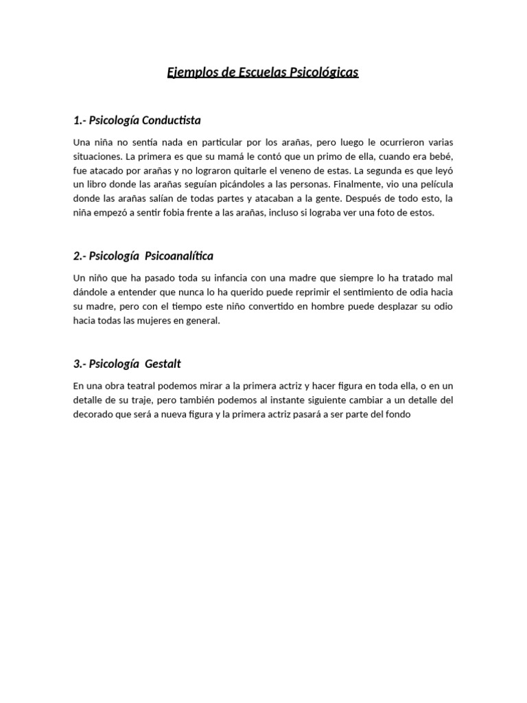 Ejemplos de Escuelas Psicológicas | PDF
