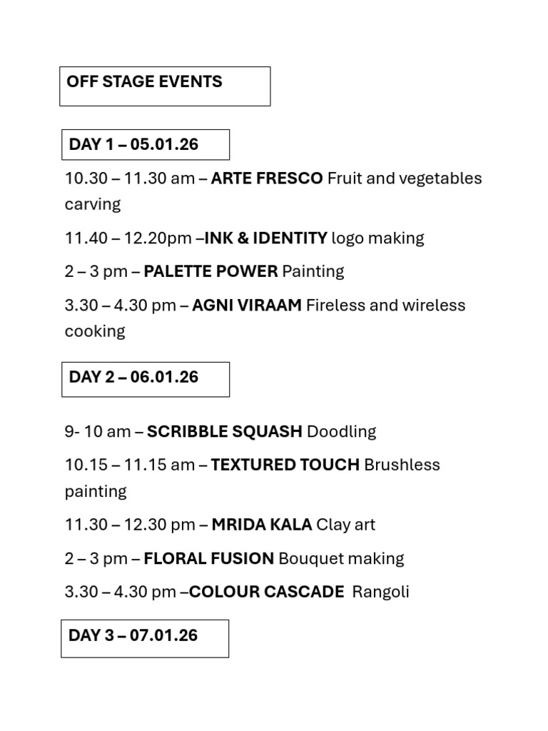 Creative Workshop Schedule 2026 | PDF