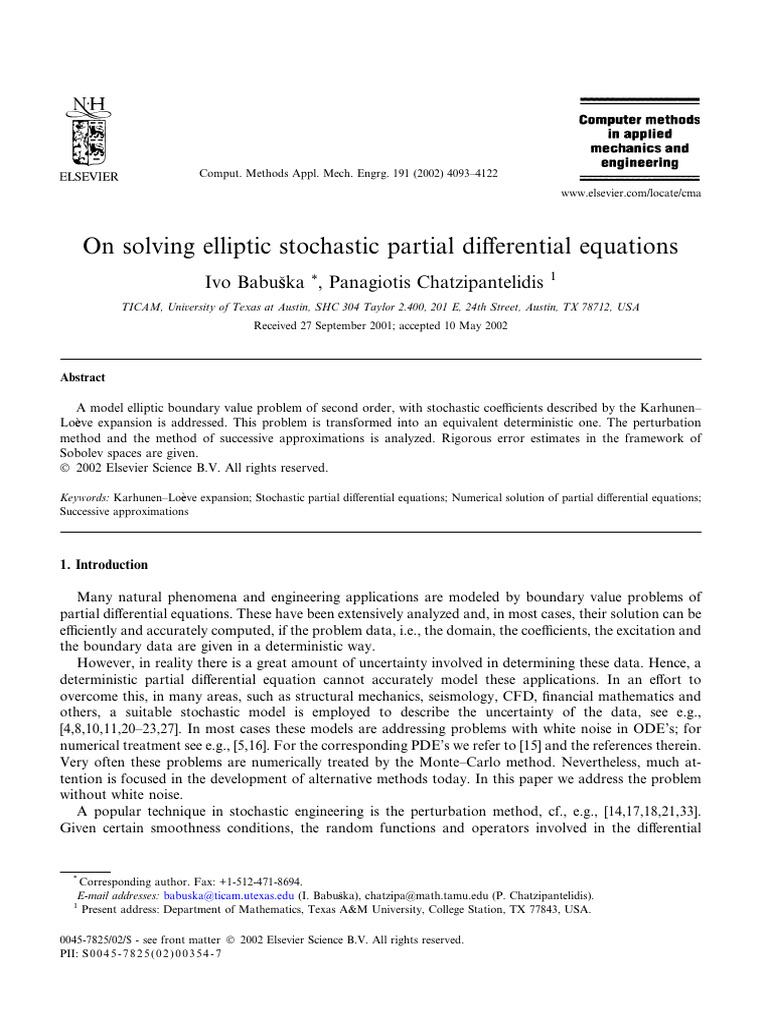 On Solving Elliptic Stochastic Partial Differential Equations | PDF ...