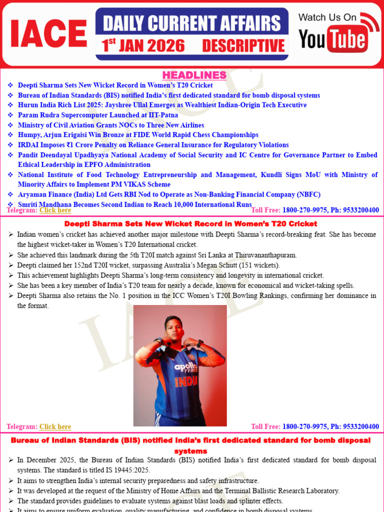 01-01-2026 - Current Affairs (Descriptive) Telegram Em | PDF