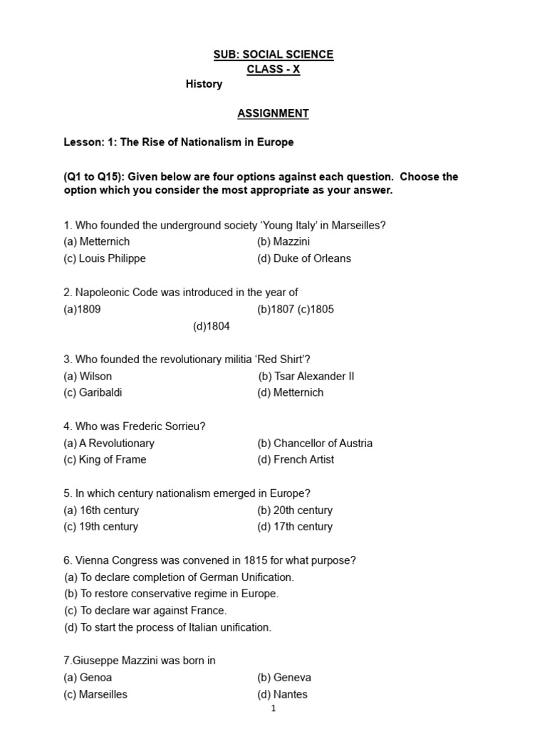 practice sheet ch-1 history | PDF | Europe
