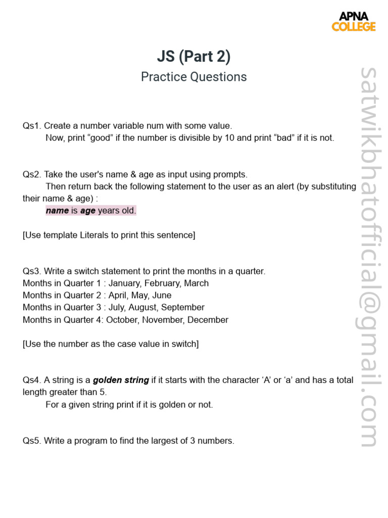 JS Part2 (Qs) | PDF