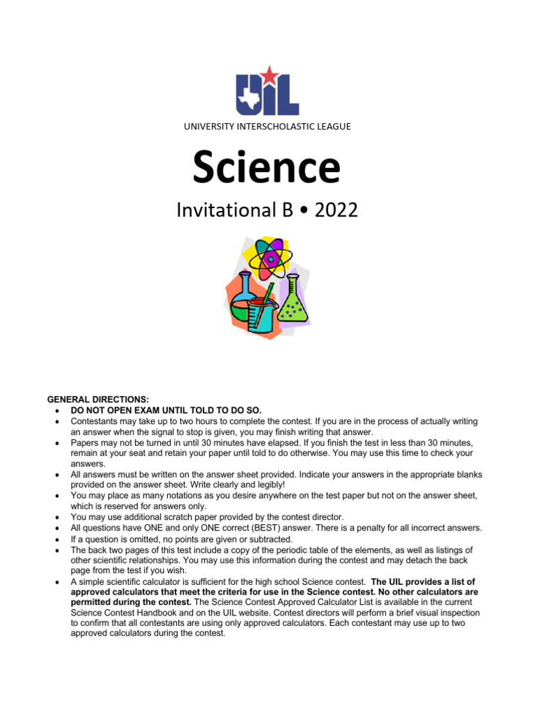 Uil Science 2022 Inv b | PDF | Buoyancy | Cell Membrane