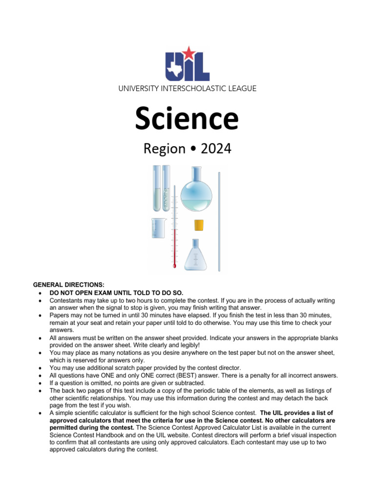UIL 2024 Science Contest Guidelines | PDF