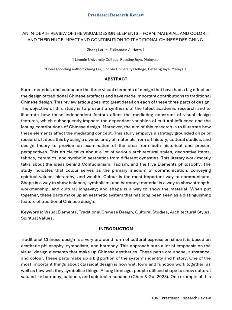 Visual Design in Traditional Chinese Art | PDF | Methodology | Aesthetics
