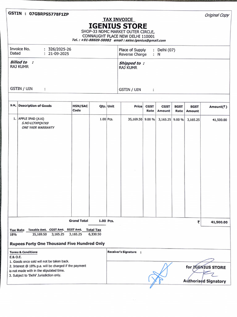 I pad bill | PDF
